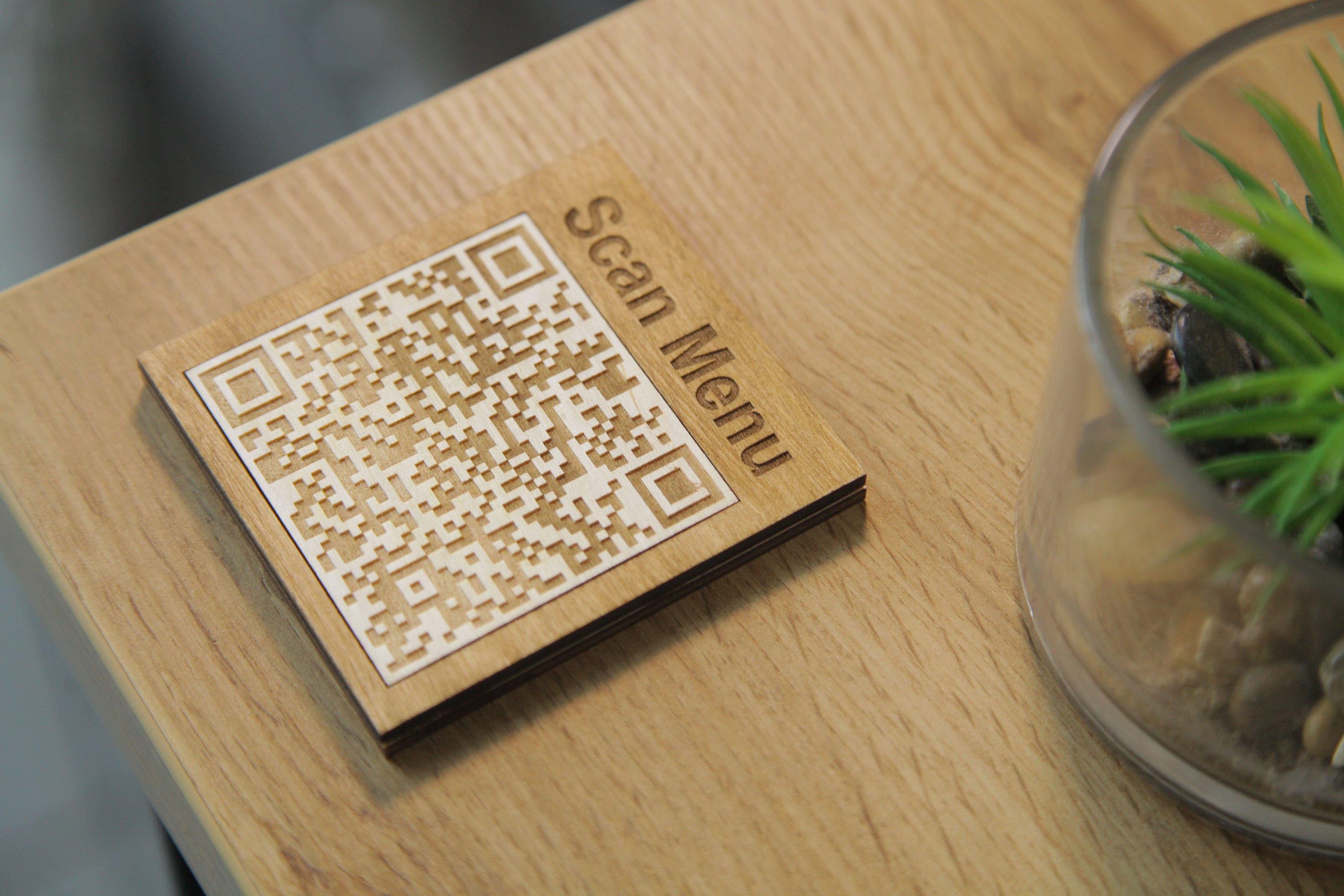 Custom Logo Table Sign, Wooden Qr Code Menu Plaque, Scan to Pay ...