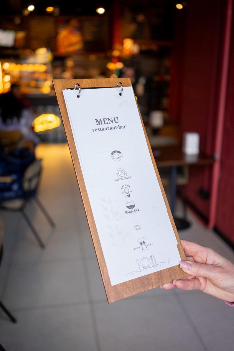 Rustic Wooden Menu Holder, Clipboard for Restaurants, Cafes & Bars ...