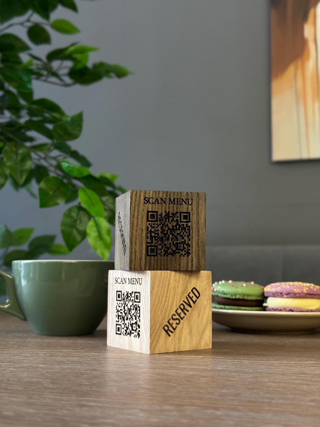 Reserved Table Sign With QR Code Menu, Custom Wooden Business Sign ...