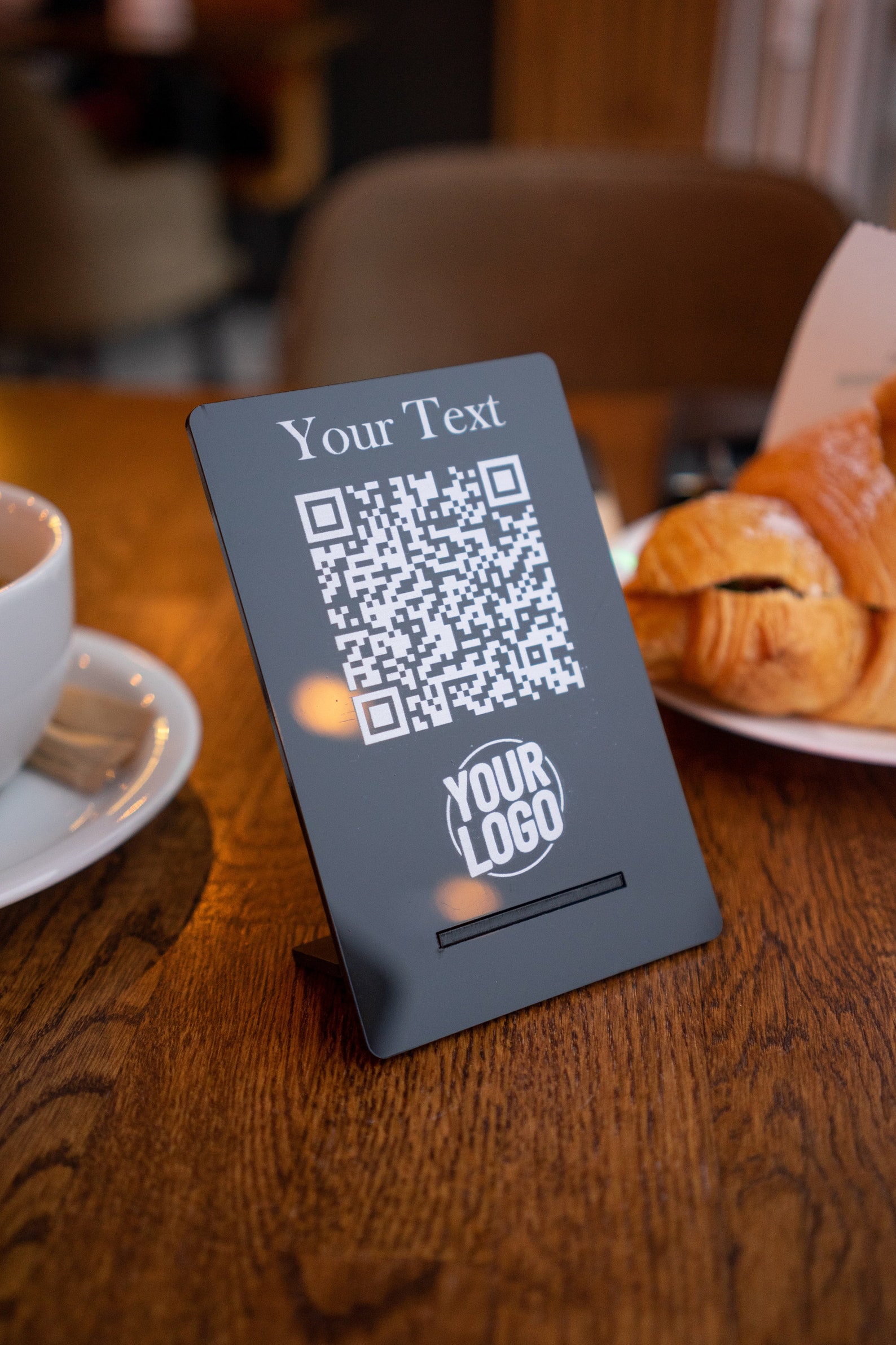 Custom Logo Table Sign, Black Acrylic Qr Code Plaque, Scan to Pay ...