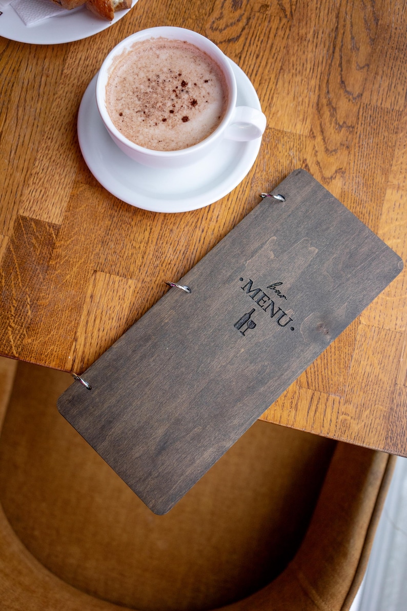 Custom Wooden Menu Book, Restaurant or Wine Menu Folder on Rings ...