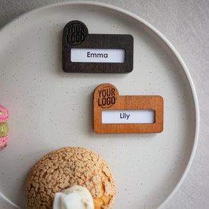 Business Name Tags, Wooden Badge, Cafe Name Badges - Etsy