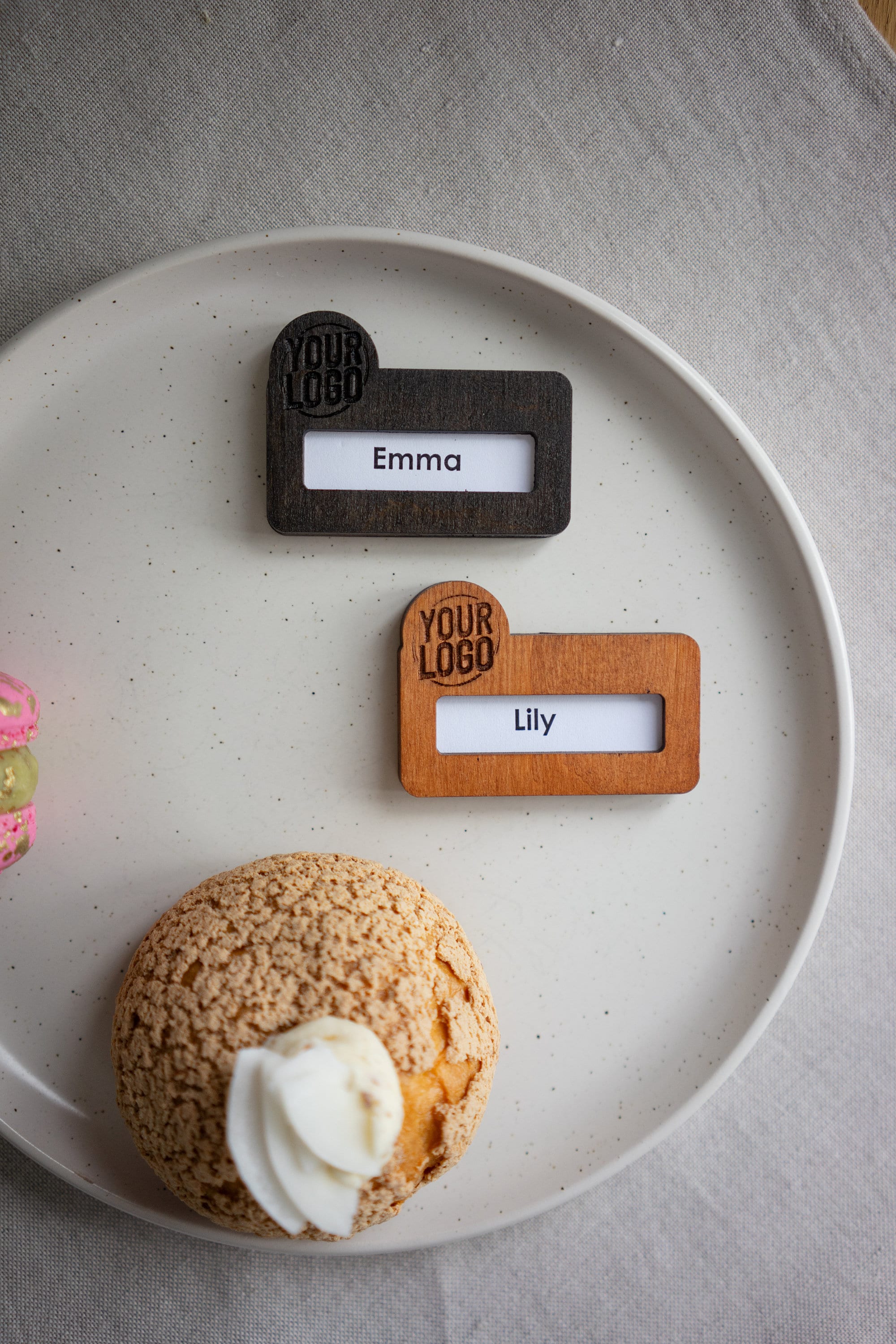 Business Name Tags, Wooden Badge, Cafe Name Badges - Etsy