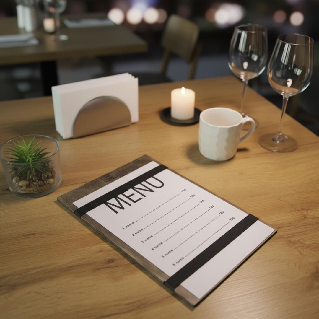 Custom Wooden Menu Board – Modern Restaurant or Cafe Food Menu Display ...