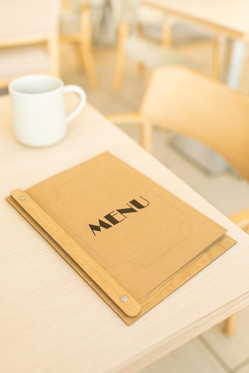 Wooden Restaurant Menu Board, Custom Menu Book Cover Folder With Cards ...
