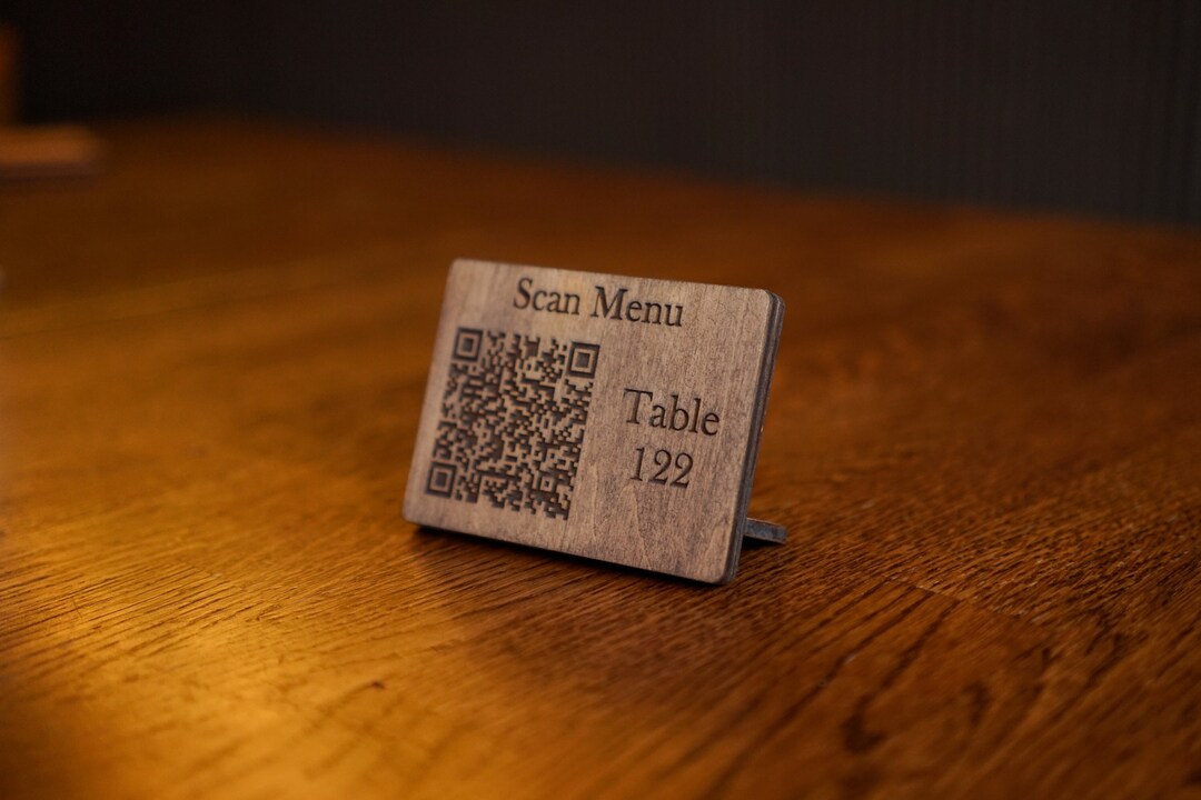 Wooden Qr Code Sign With Table Number, QR Code Menu, QR Code Menu Sign ...