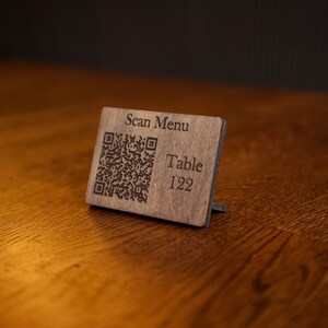 Wooden Qr Code Sign With Table Number, QR Code Menu, QR Code Menu Sign ...