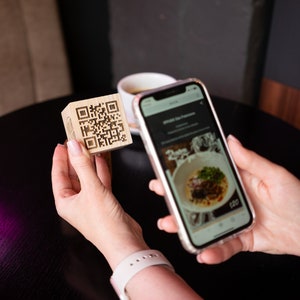 Custom Wooden QR Code Sign, QR Code Menu Sign, Wood Logo Sign, Custom ...