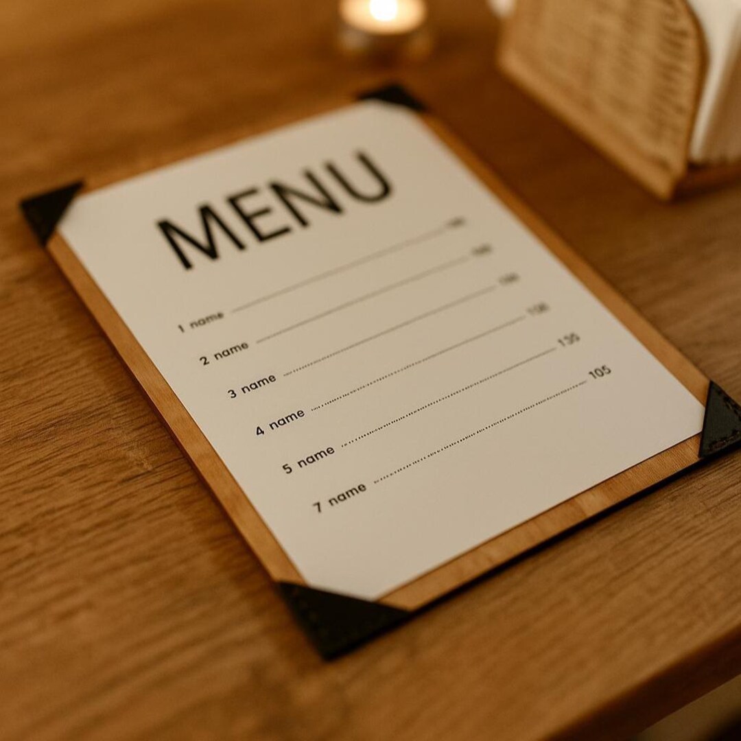 Wooden Menu Cover, Custom Engraved Menu Book for Restaurant or Cafe ...