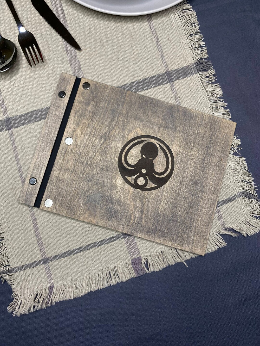 Elegant Wooden Menu Holder for Dining Excellence, Engraved Restaurant ...