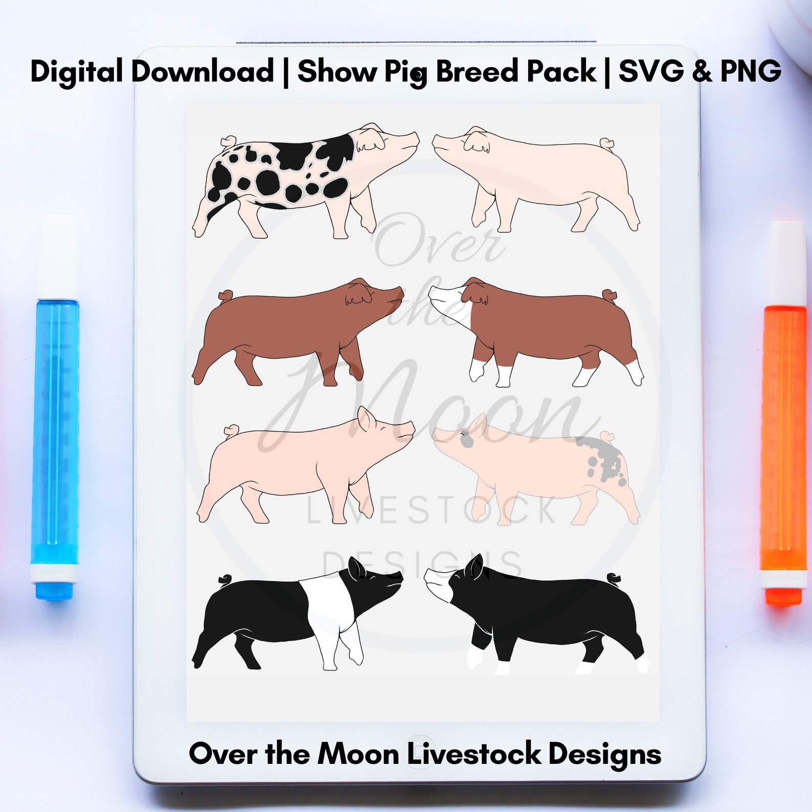 Show Pig Breeds Digital Download Designs | SVG & PNG | ULTIMATE Pig ...