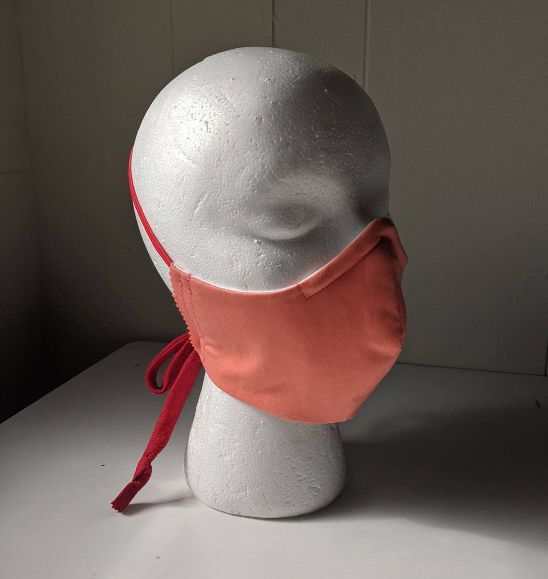 Vintage White Floral and Bright Coral Mask - Etsy