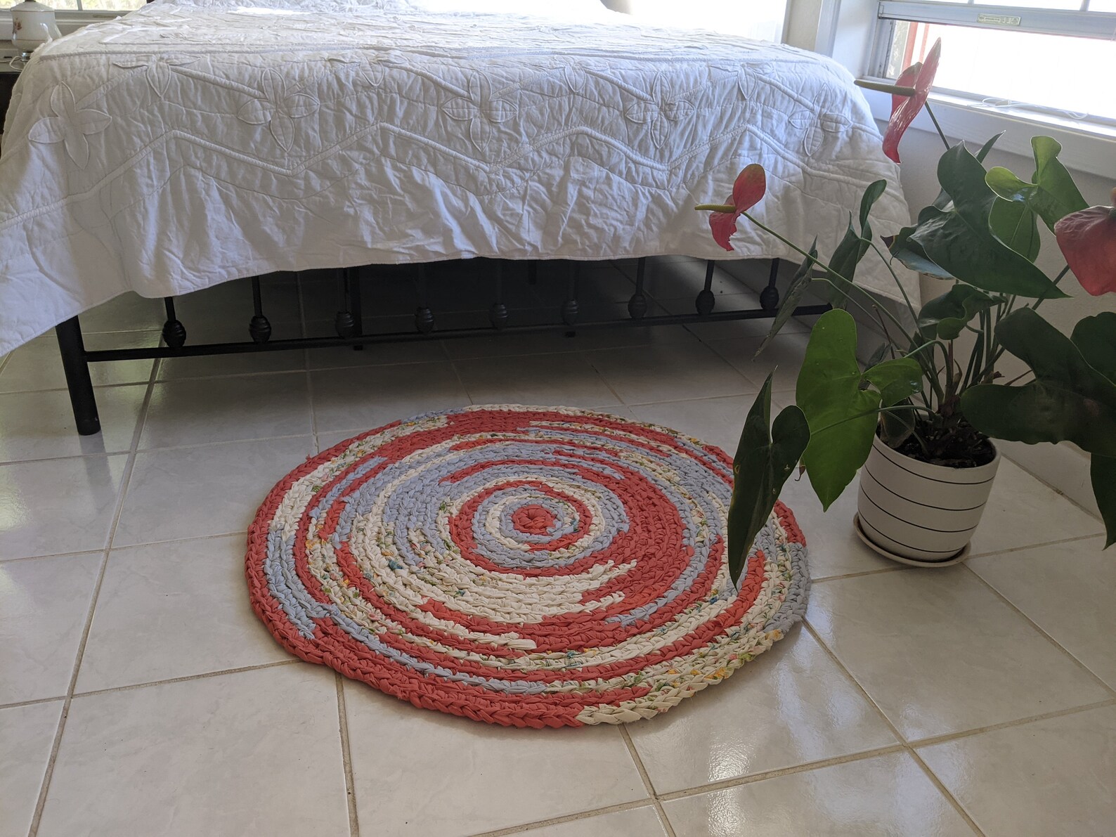 33 Hand Crocheted Rag Rug Orange Cream Swirl - Etsy