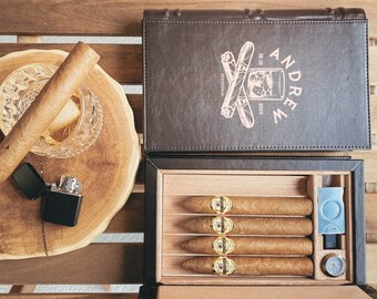 Cigar Case With Cutter, Personalized Cigar Gifts, Custom Cigar Case ...