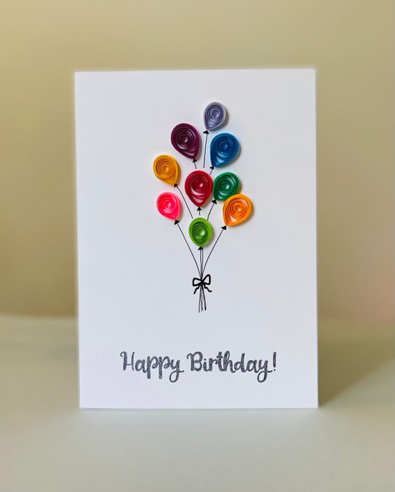 Birthday Card With Quilled Balloons Quilling Cards for Him - Etsy UK