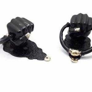 2 Heavy Brass Ring Pull BANGER 17cm Vintage Old Style Hand Fist Door ...