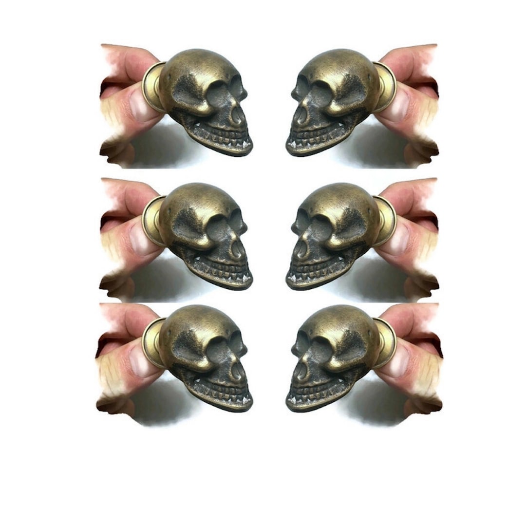6 Brass Cute Small SKULL Cabinet Knob Solid Brass Door Handle 2cm ...