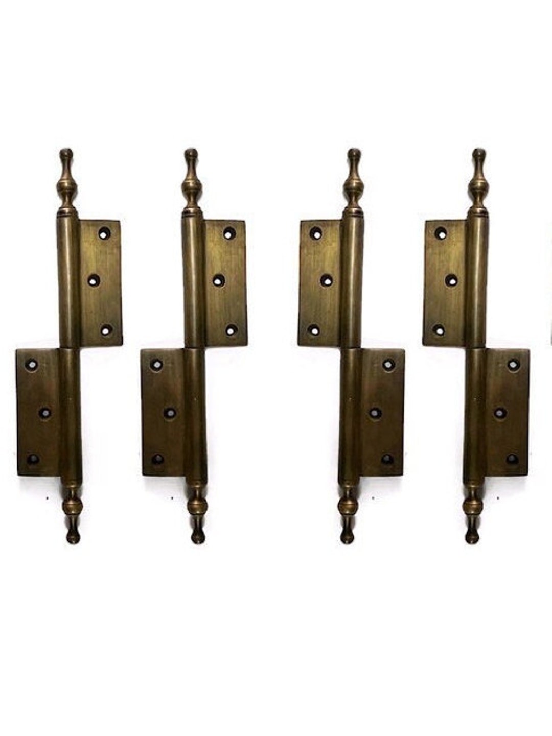 4 Solid Brass Large Lift off Door Box Hinges Pin Old Style Cast Aged 21 ...