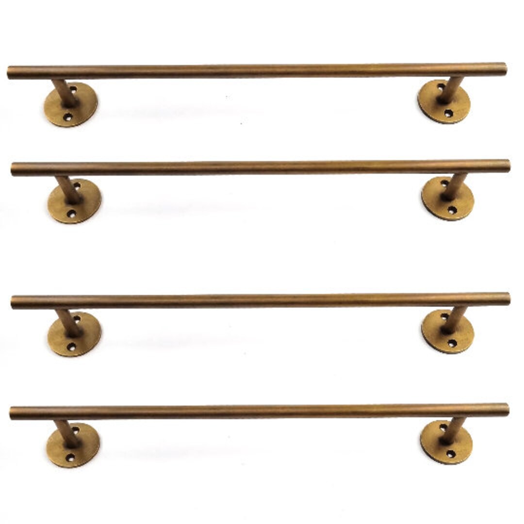4 RAILS Solid Brass 18 Inch Long Kitchen Cabinet Grab 46 Cm Old Vintage ...
