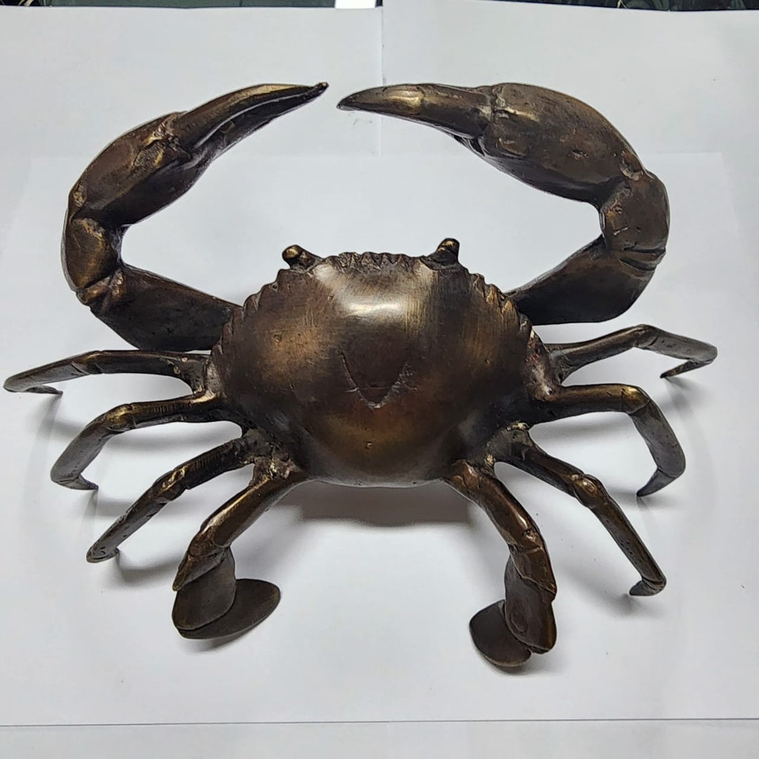 Brass Statue MUD CRAB Heavy Cast Brass Large Hollow Body Old Style 7 ...