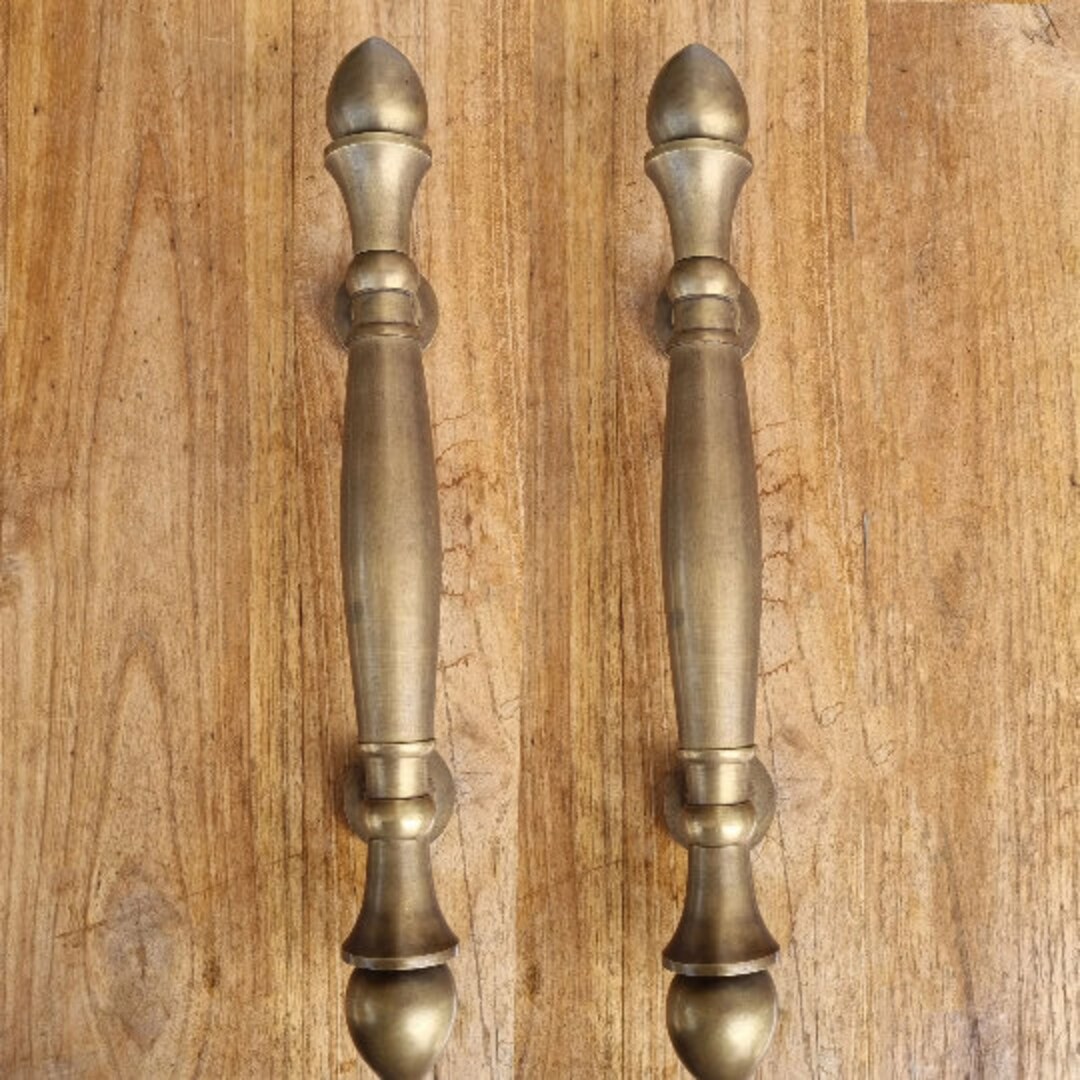 2 Large 42 Cm Door Handle Brass Vintage Style 16 Solid Brass Spun ...