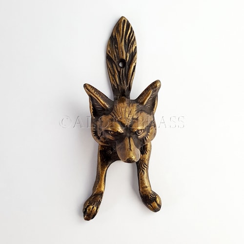 Vintage Solid Brass Fox Door Knocker - Etsy