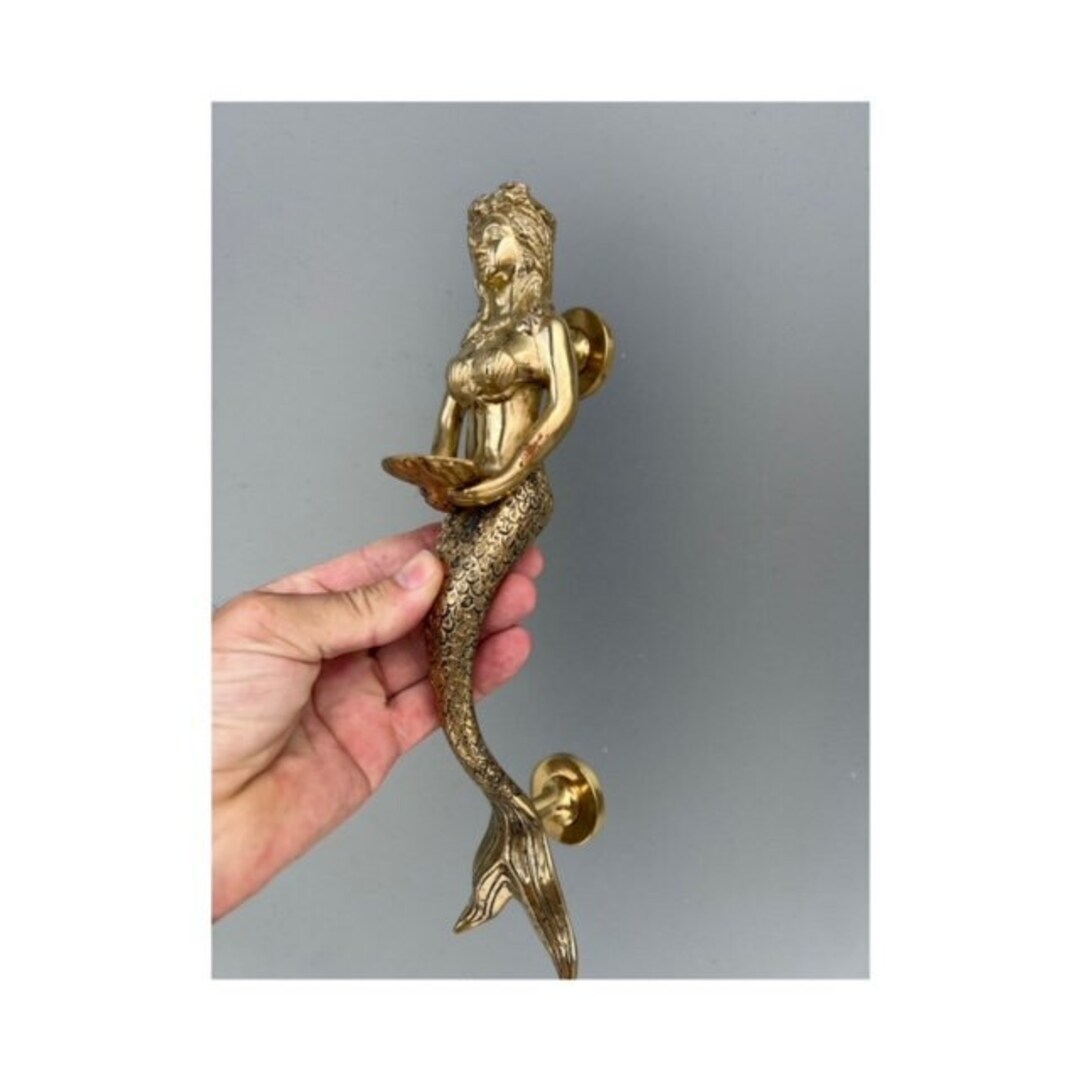 Heavy Brass 12.1/2 Inch Mermaid Hold Shell Vintage Style Solid Brass ...