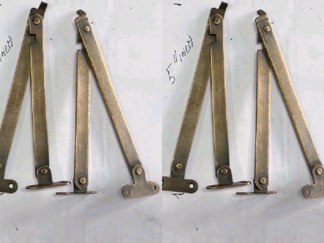 4 BRASS 5 Inch Box Stay Hinge Arm Heavy Cast Box Handle Sea Chest 12.5 ...
