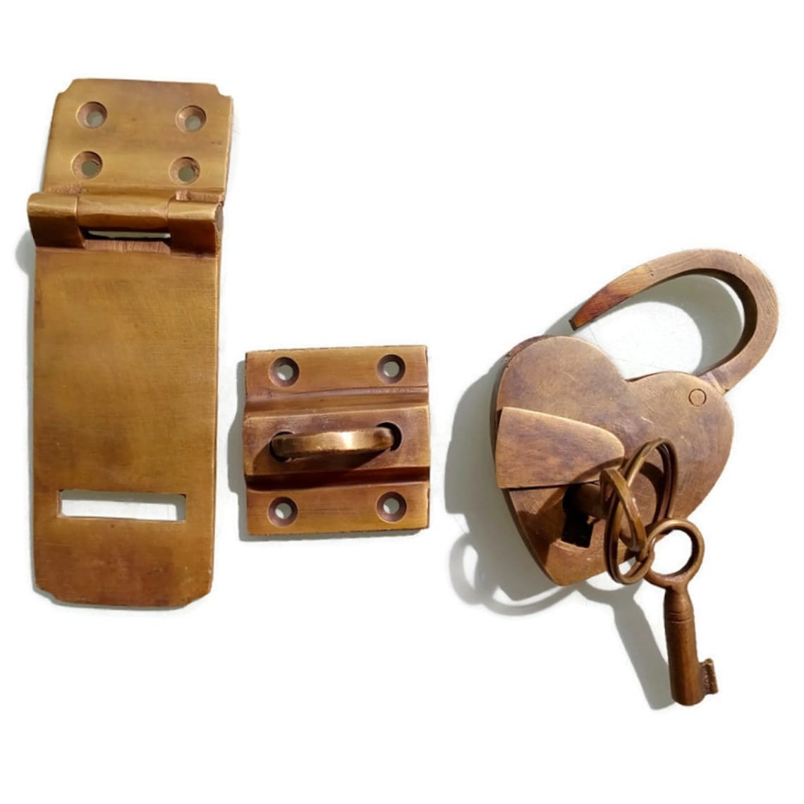 Brass Small Heart Shape Padlock 2 Keys Chest Lock Solid 11.5 | Etsy