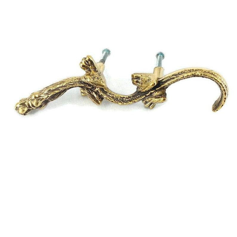 2 Solid Brass Dragon Cabinet Handles Solid Brass Door Handle | Etsy