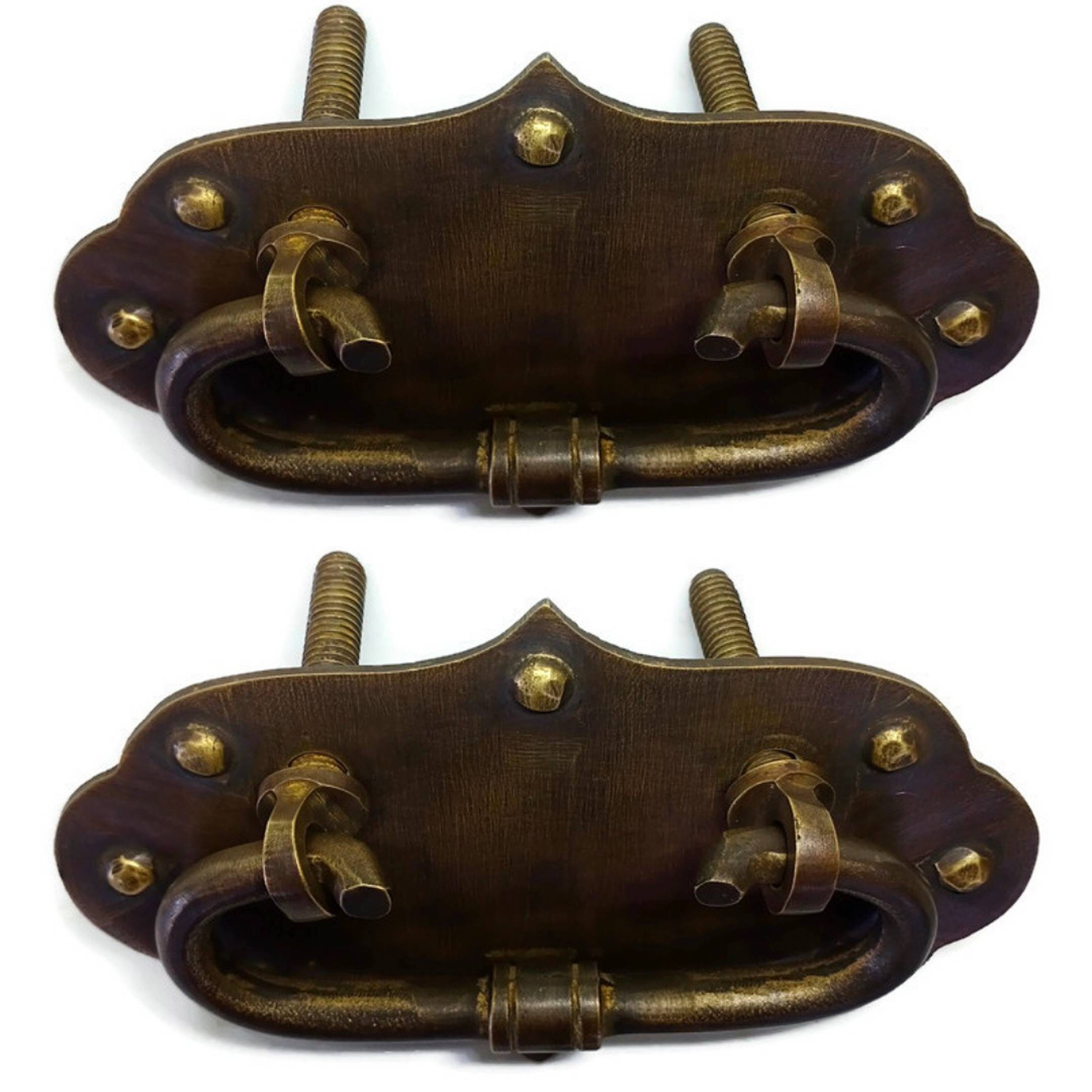 2 Medium Box Handle heavy 13.5 cm 7.5 cm Wide Solid Brass | Etsy