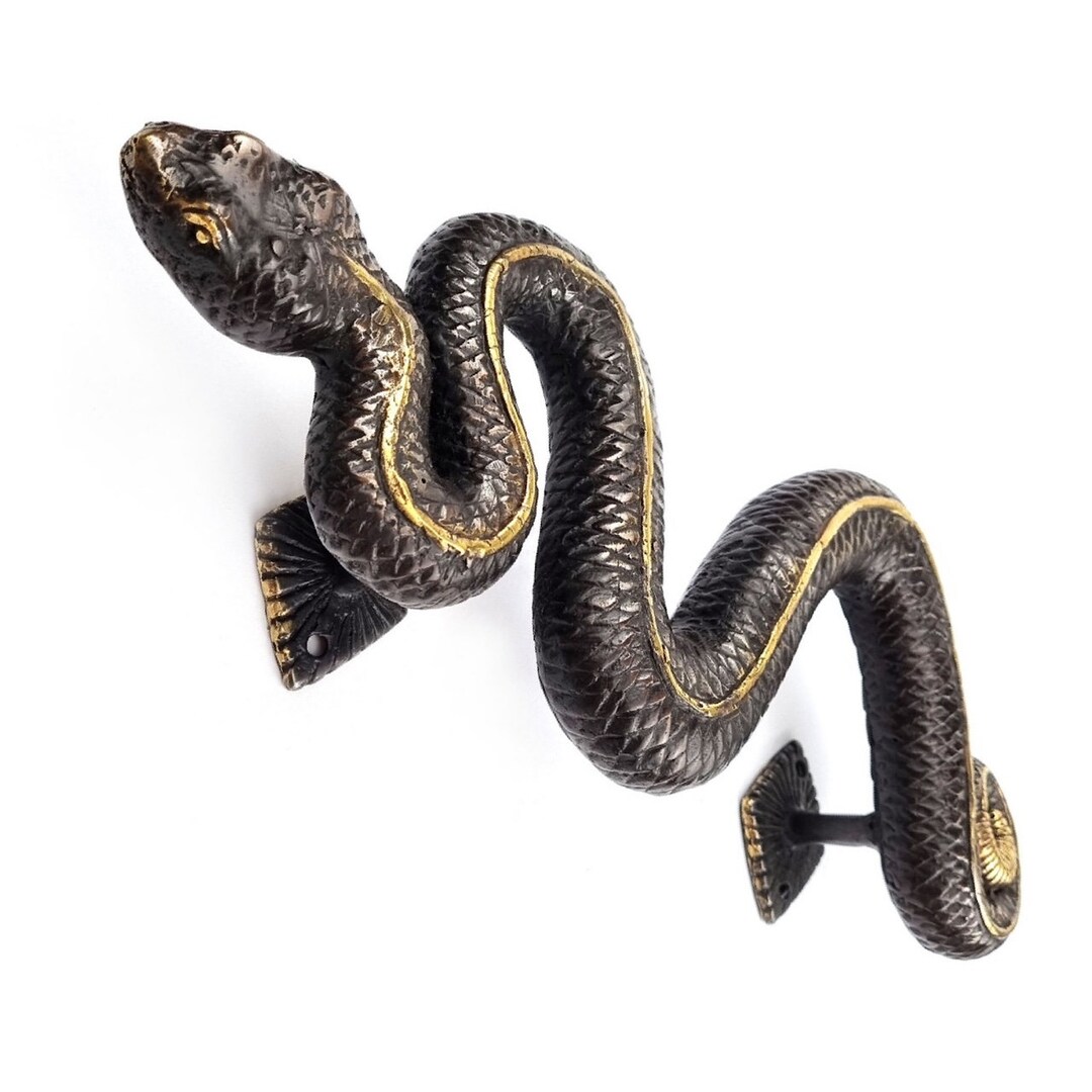 One Small Light Weight Version 14inch RATTLE SNAKE Brass Door Handles ...