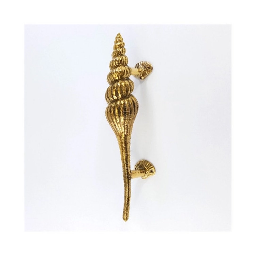 Large Brass 12.1/2 Inch Long Large Shell Shape Curvy Seaside Brass ...