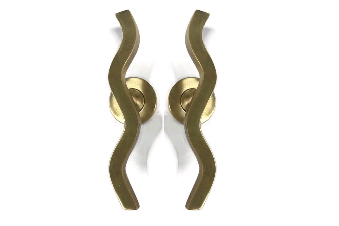 2 Rustic Wavy KNOB Solid Brass 6 inch Long ZIG ZAG - Etsy