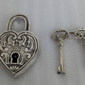 Solid Brass Marriage Vintage Style Heart Love Shape Padlock 2 Keys ...