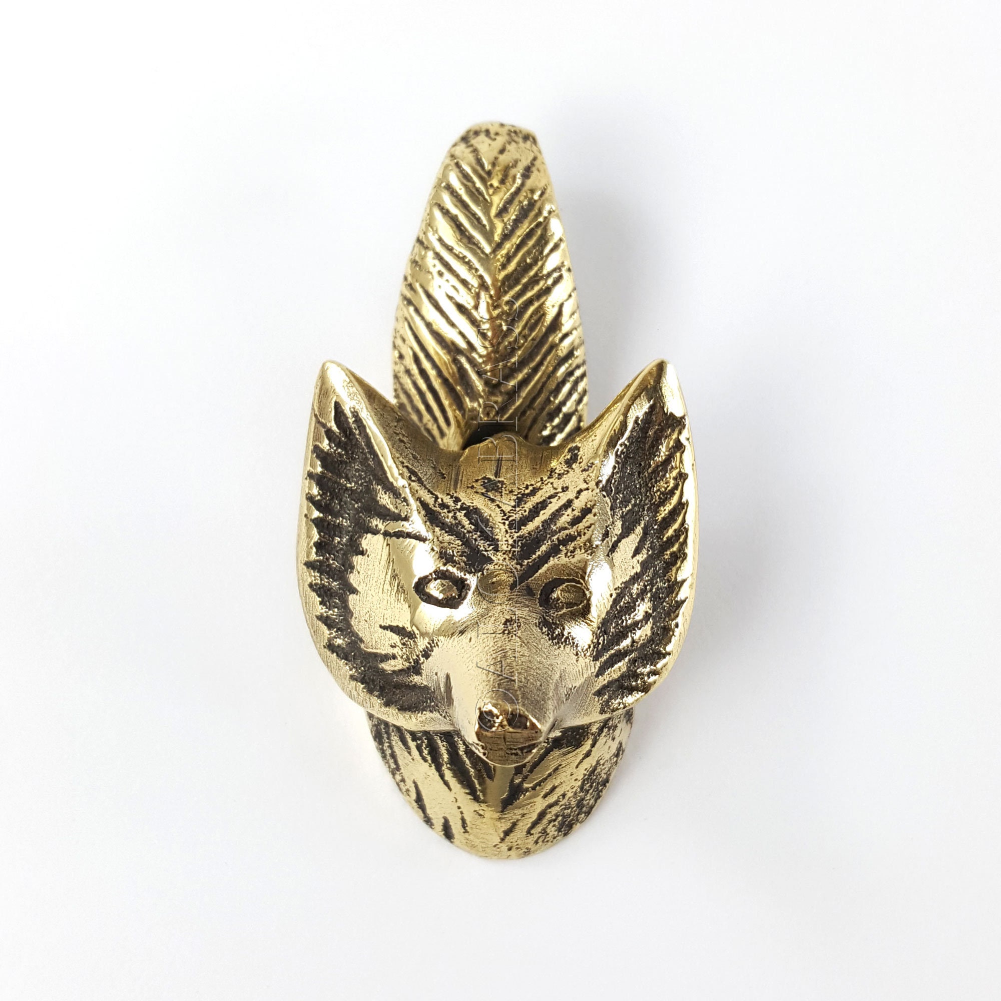 Solid Brass Small 6.5cm Fox Head Shape Knob With Tail Pull - Etsy