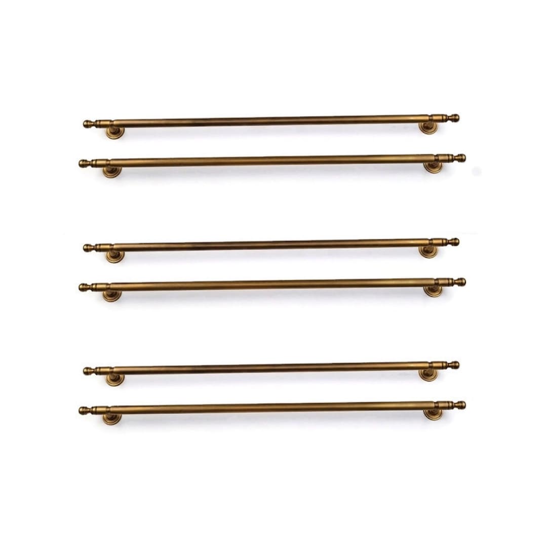 6 BOLT FIX Heavy Solid Brass 20 Inch Long Kitchen Cabinet Grab Pulls ...