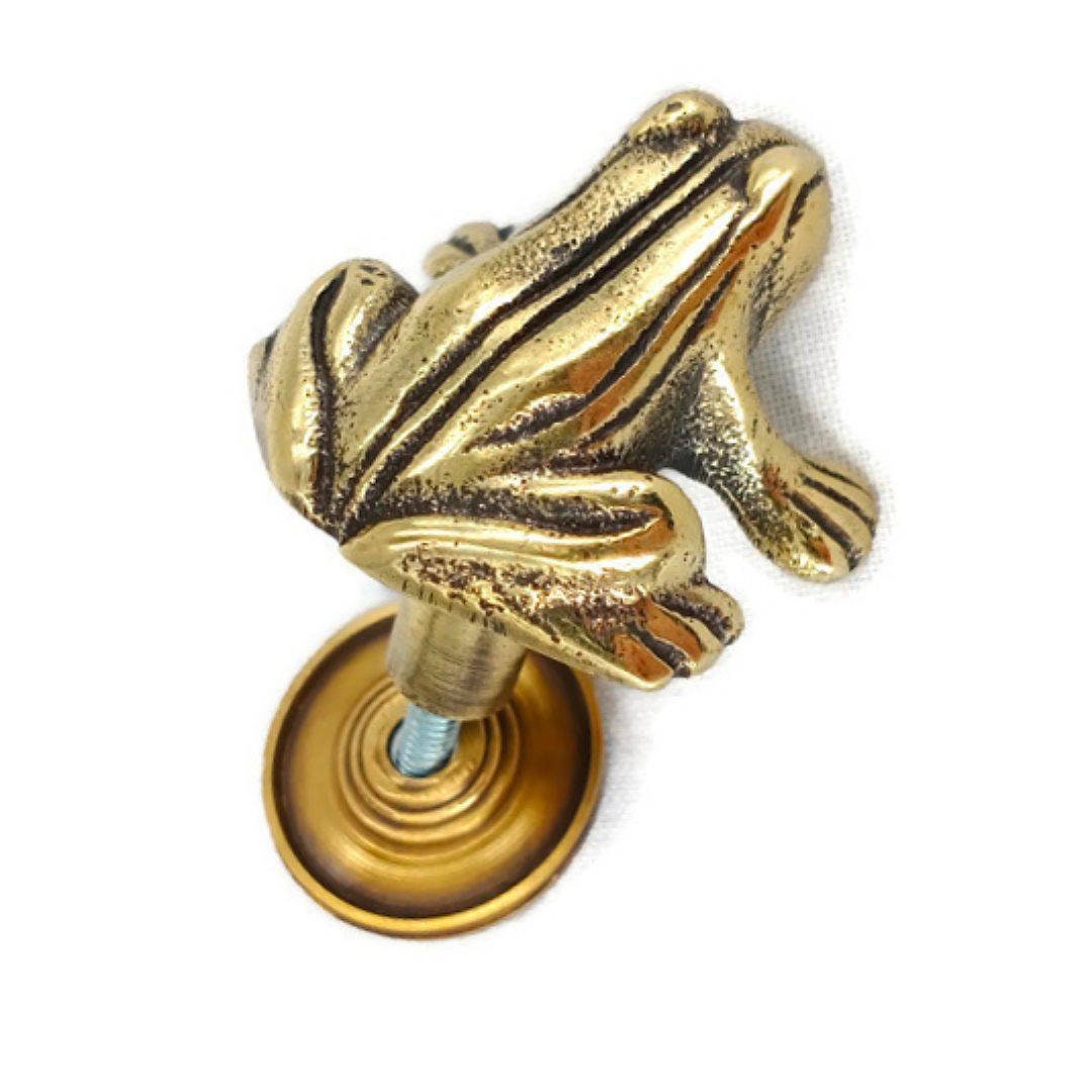 12 Pieces 12 Knobs Solid Brass Small Cute Frog 1.1/2 Inch 3.7 Cm Long ...