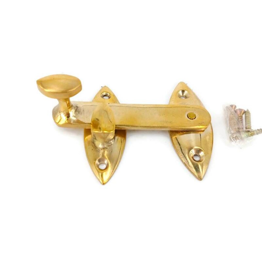 Small Swing Arm Catch Solid Brass Hasp Latch for Door Cupboard Box Old ...