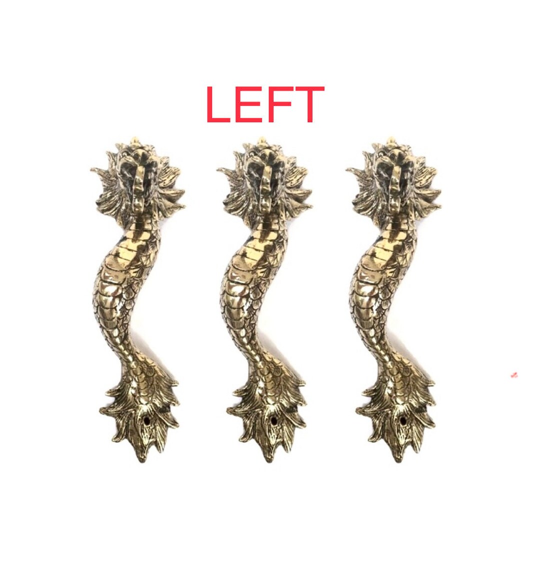 3 PULL Brass DRAGON Grabs Hand Cast 12 Door Handle Pull Brass Old Style ...