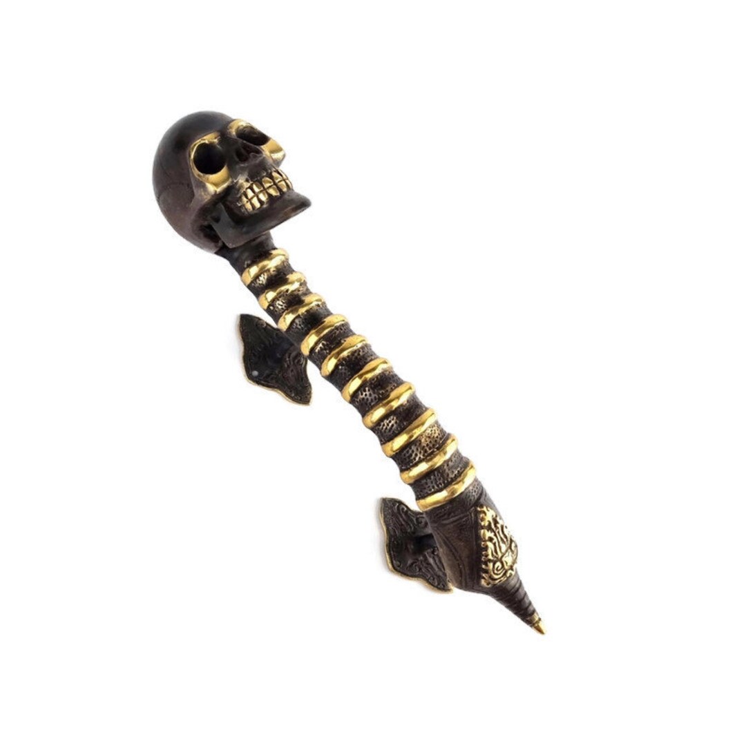 Brass Large Size Version SKULL Shaped Skeleton Old Style Handle Door ...