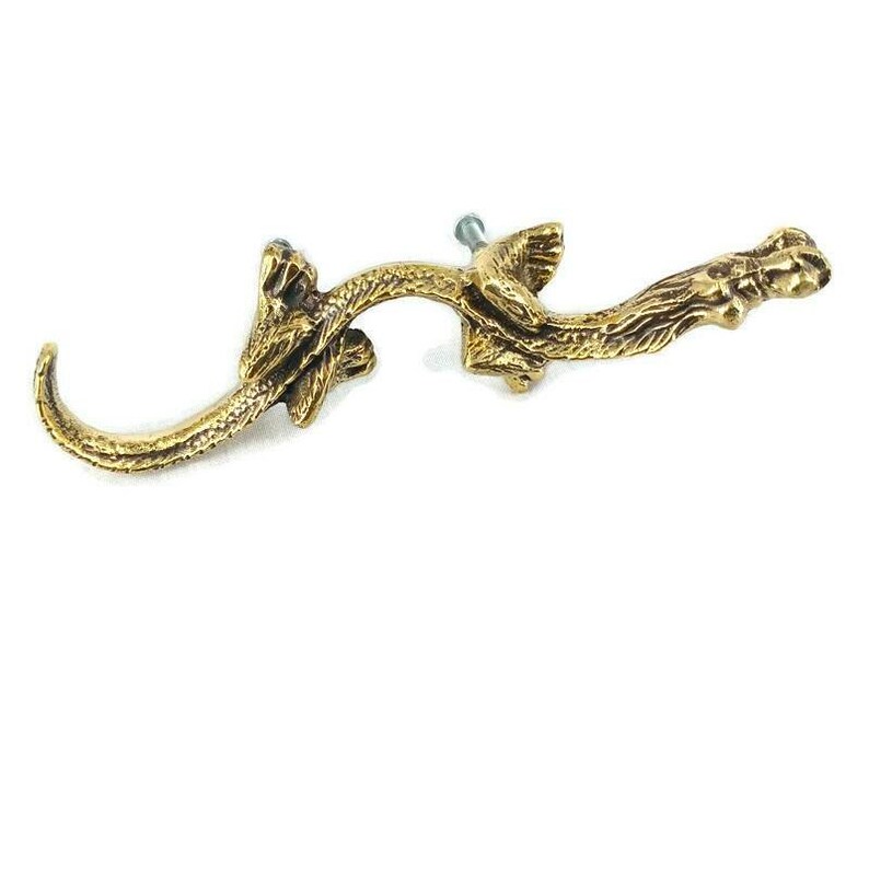 2 Solid Brass Dragon Cabinet Handles Solid Brass Door Handle | Etsy