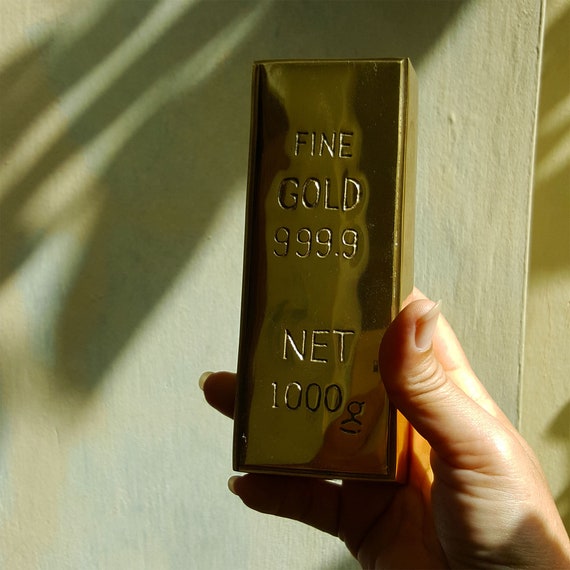 Vintage sun 100% BRASS Fake fine GOLD bullion Bar paper weight 6 heavy ...