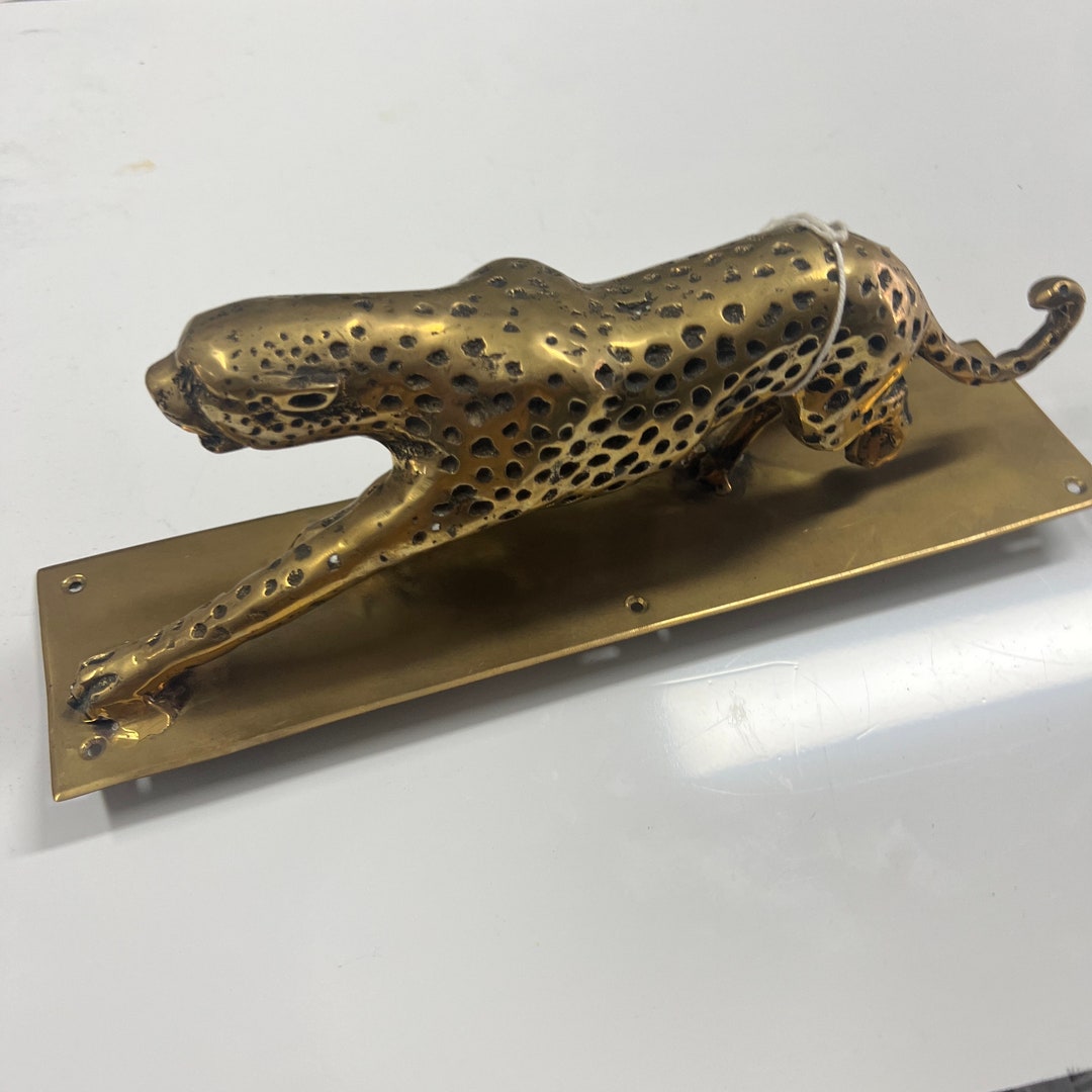 Statue Heavy Solid Brass Rustic Leopard Shape 11.1/2 - Etsy