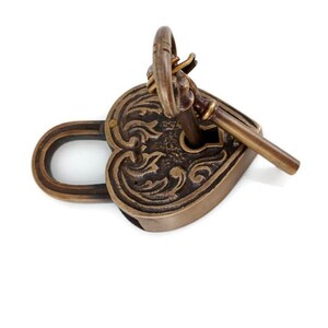 Solid Brass Marriage Vintage Style Heart Love Shape Padlock 2 Keys ...