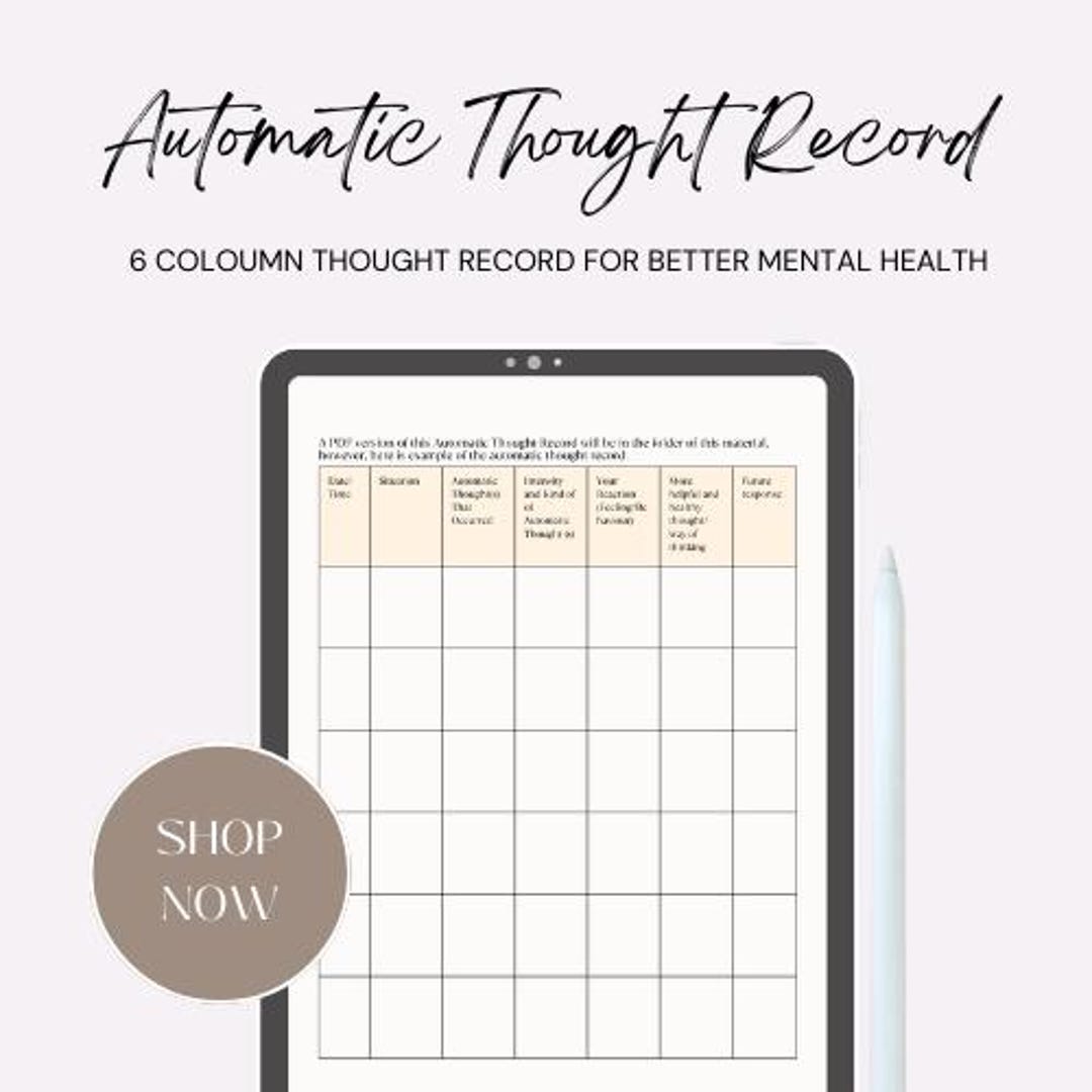 6 Column Automatic Thought Record - Etsy