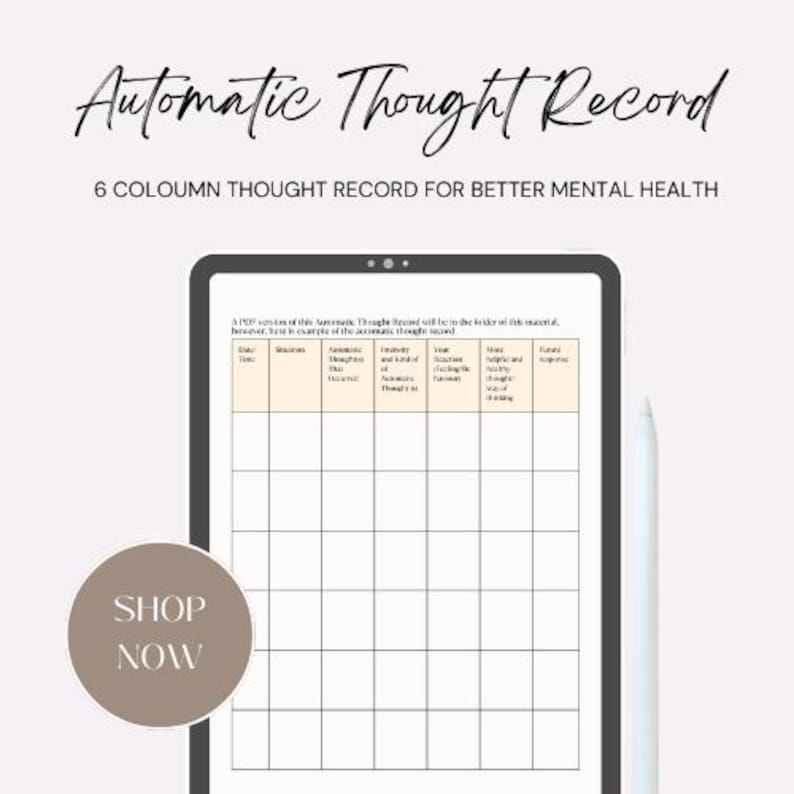 6 Column Automatic Thought Record - Etsy