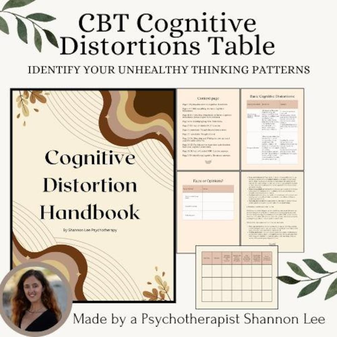 CBT Cognitive Distortions Workbook Handbook Therapy Psychology ...
