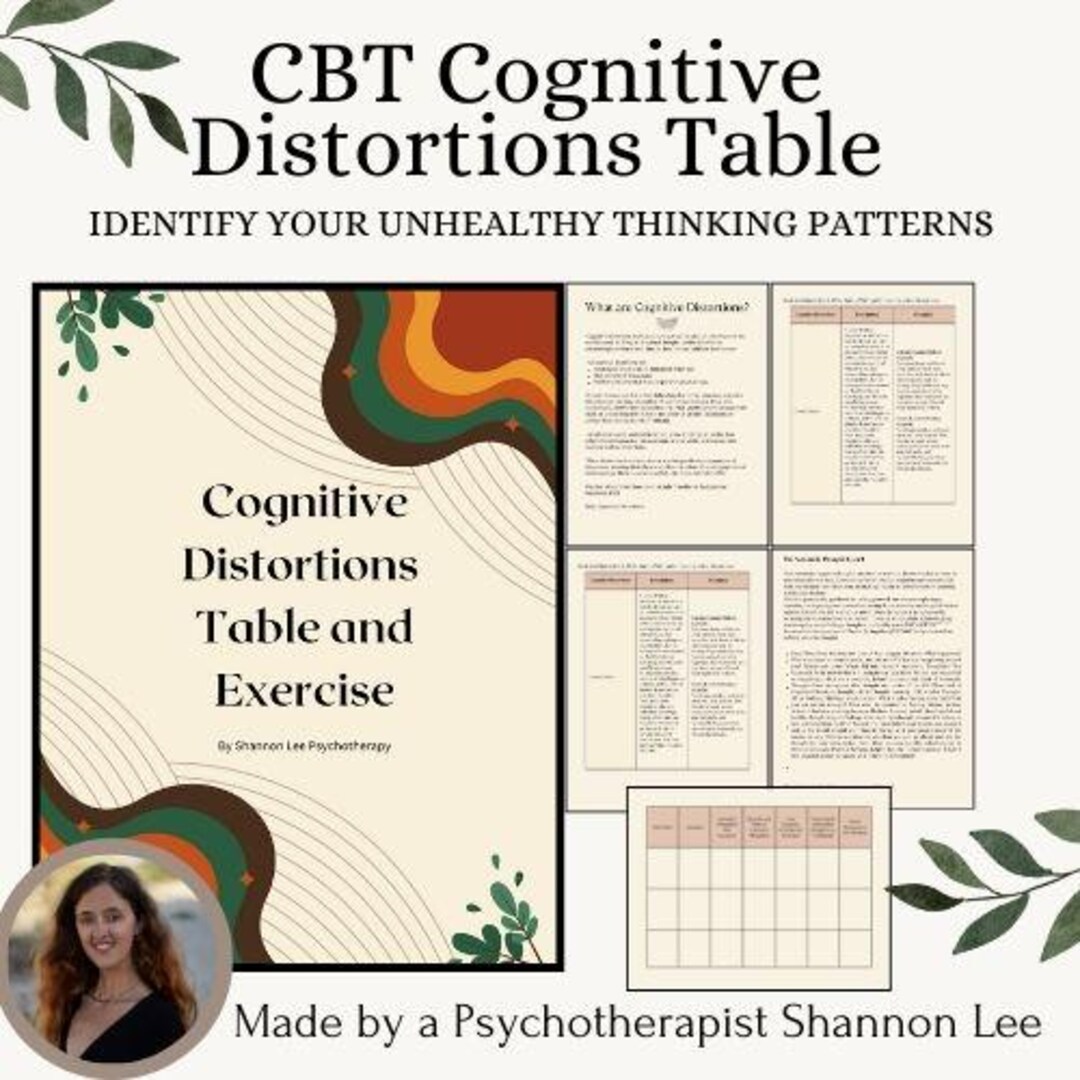Cognitive Distortions Table and Thought Record - Etsy