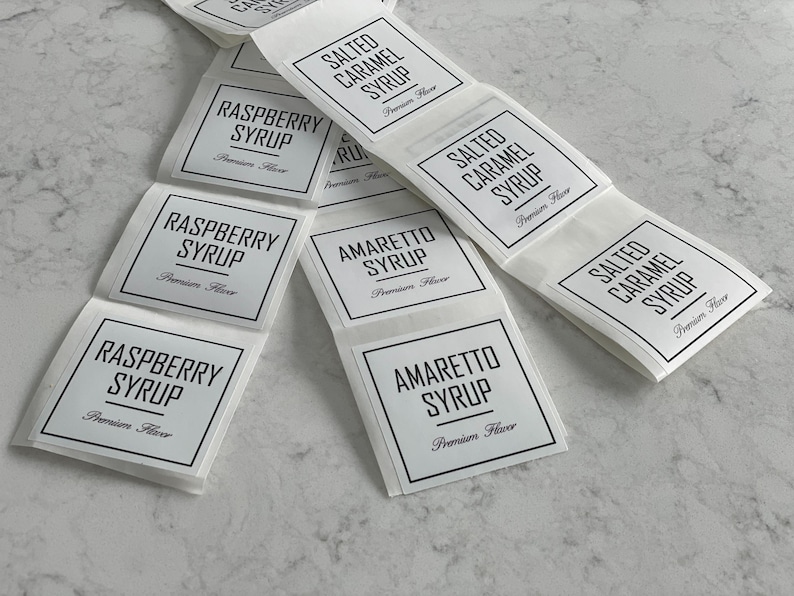 Flavored Coffee Syrup Flavor Vinyl Stickers Labels - Etsy